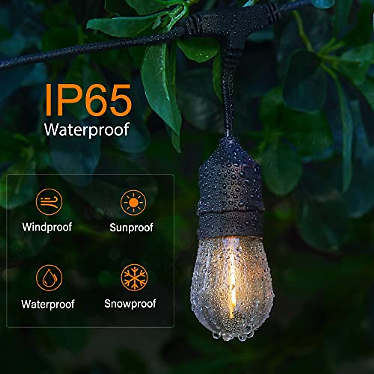 Solar String Lights Outdoor - 34FT 15 LED Patio Lights, USB & Solar Powered Outdoor String Lights with 4 Lighting Mode, IP65 Waterproof Garden String Lights for Outside Cafe Yard Bistro, Warm White