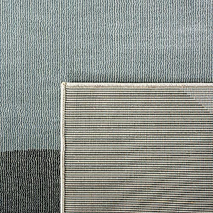 SAFAVIEH Orwell Collection 9' x 12' Ivory/Blue ORW370A Mid-Century Modern Abstract Non-Shedding Living Room Bedroom Area Rug