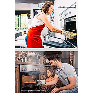 GREVY Cotton Oven Mitts with Silicone Grip Pot Holder Terry Washcloths Basic Kitchen Line Set(6 Pack)