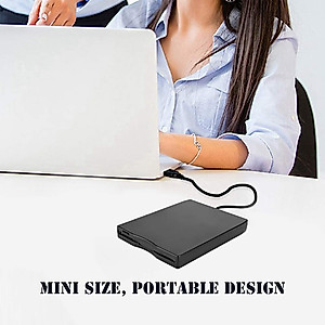 1.44 MB External USB FDD Floppy Disk Drive for PC Laptop , Floppy Diskette Disk Drive Notebook | Black USB External Floppy Diskette with Shockproof Footrest