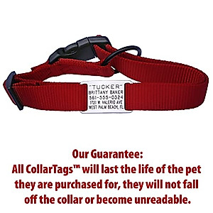 CollarTags Dog Tags Personalized for Pets - Deep Engraved Stainless Steel Lasts Your Pets Lifetime - Boomerang Tags, Dog Name Tag, Durable Custom Silent (Open End Large for 1 Inch Snap Style Collar)