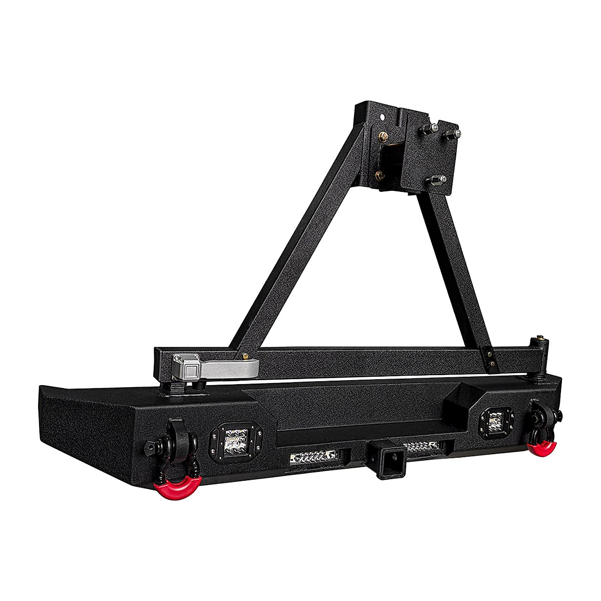 LUYWTE For 1997-2006 Wrangler TJ New Black Texture Steel Rear Bumper With Spare Tire Carrier&Lights&D-Rings