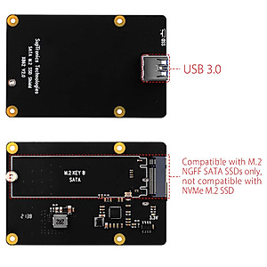 GeeekPi for Raspberry Pi 4,X862 V2.0 M.2 NGFF SATA SSD Storage Expansion Board with USB 3.1 Connection Support Key-B 2280 SSD Only