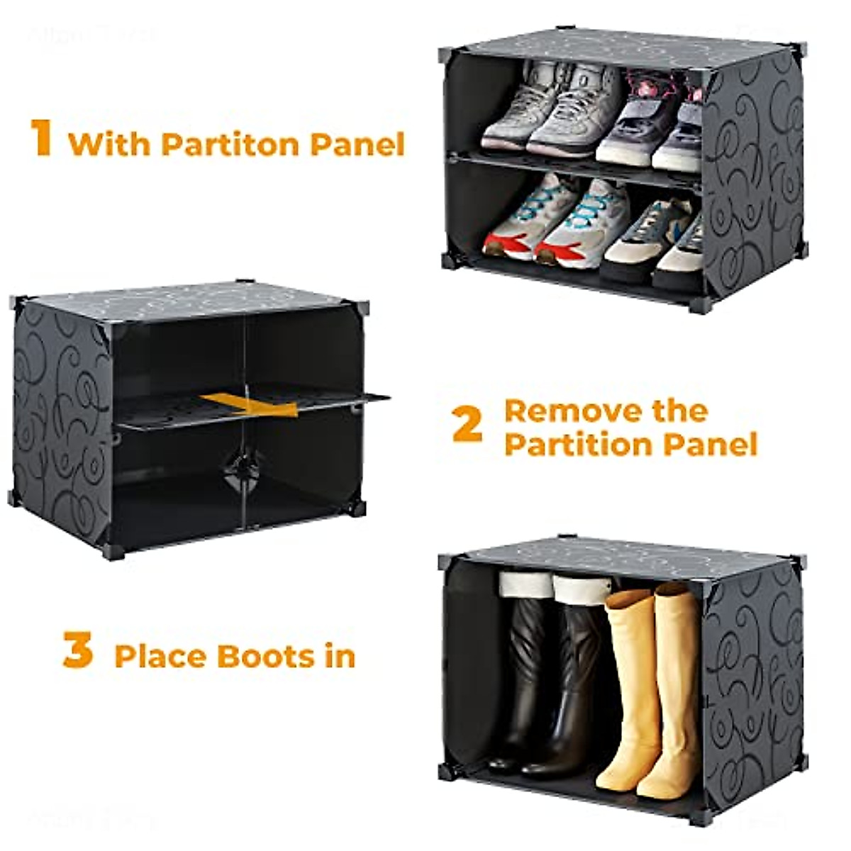 NiHome 24-Pair Shoe Organizer Cabinet with Doors and Top Shelf, Stackable, Expandable and Free-Standing Plastic Storage Rack for Entryway, Closet, Garage, Bedroom, Hallway and Office