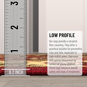 Ottomanson Machine Washable Oriental Design Non-Slip Rubberback 2x5 Traditional Runner Rug for Hallway, Kitchen, Bedroom, Entryway, 20" x 59", Red