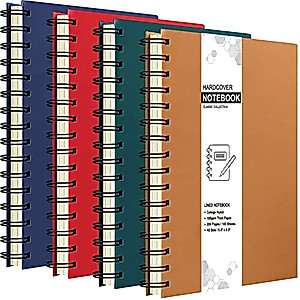 Zealor 4 Pack Hardcover Spiral Notebook College Ruled Notebooks Subject Notebook A5 Size 5.5"x 8.3" for Office and School Supplies (Red, Kraft, Green, Blue)