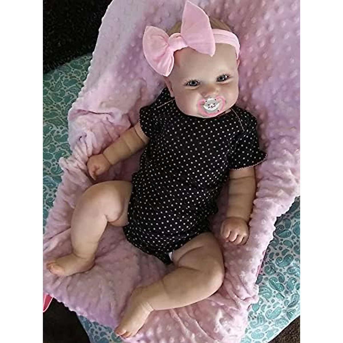 Pinky Reborn 50cm Reborn Baby Doll 20inch Newborn Toddler Real Soft Touch Ma with Hand-Drawing Hair Handmade Doll