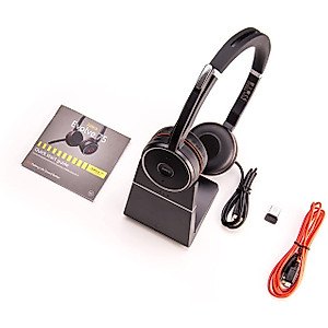 Jabra Evolve 75 Stereo Wireless Bluetooth Headset with Charging Stand - World-Class Speakers, Active Noise-Cancelling Microphone and All Day Battery, UC Optimized (New)