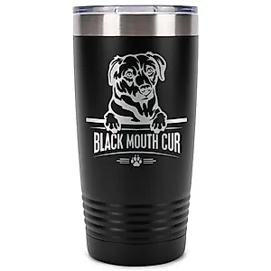 100 North Black Mouth Cur Black 20 ounce Stainless Steel Metal Vacuum Insulated Travel Tumbler Mug With Lid