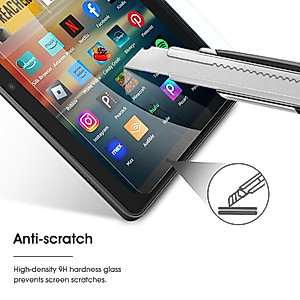 OMOTON Screen Protector for New Amazon Kindle Fire HD 8/8 Plus/Kids/Kids Pro Tablet(2024/2022/2020, 12th/10th Generation, 8 inch), Tempered Glass/9H Hardness/Case Friendly, 2 Pack