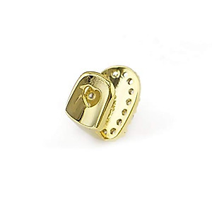 2PC 18K Gold Plated with Diamond Round Single Grillz Cap for Your Teeth Grillz Men Women Hip Hop Jewelry Gift
