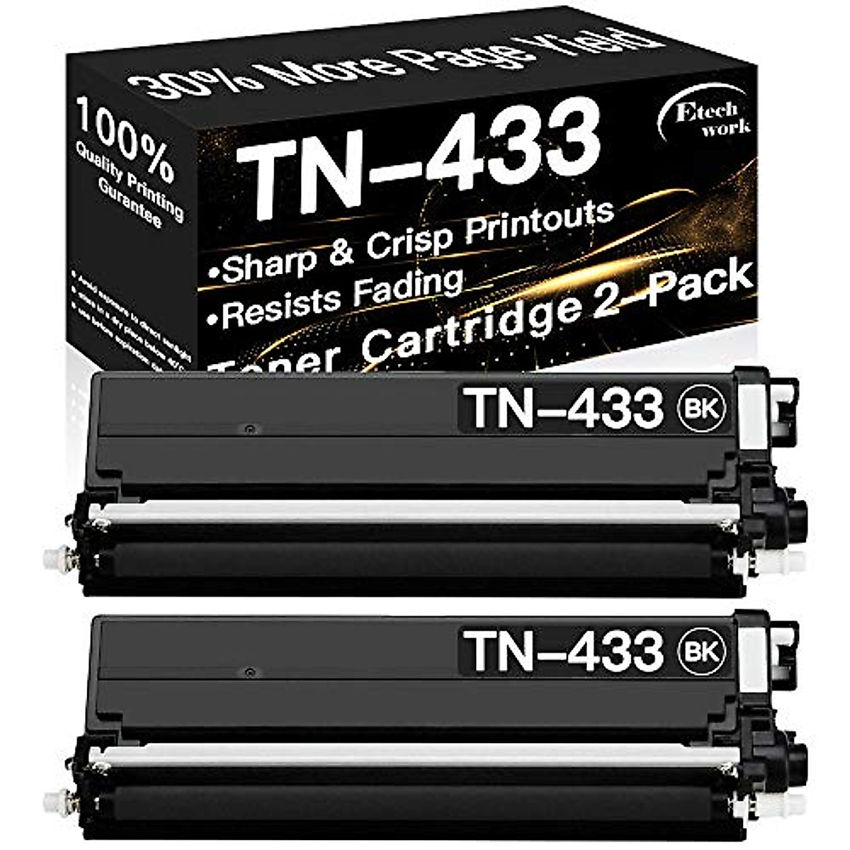 Etechwork Compatible Toner Cartridges Replacement for Brother TN433BK TN433 TN-433 Toners use with Brother HL-L8260CDW HL-L8360CDW MFC-L8610CDW MFC-L8900CDW Printer (Black, 2-Pack)