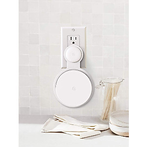 Outlet Wall Mount for Google WiFi AC1200, No Messy Wires Space Saving Easily Be Moved Outlet Mount for Google Mesh WiFi Router, Best Design for Winding Power Cord (1 Pack)