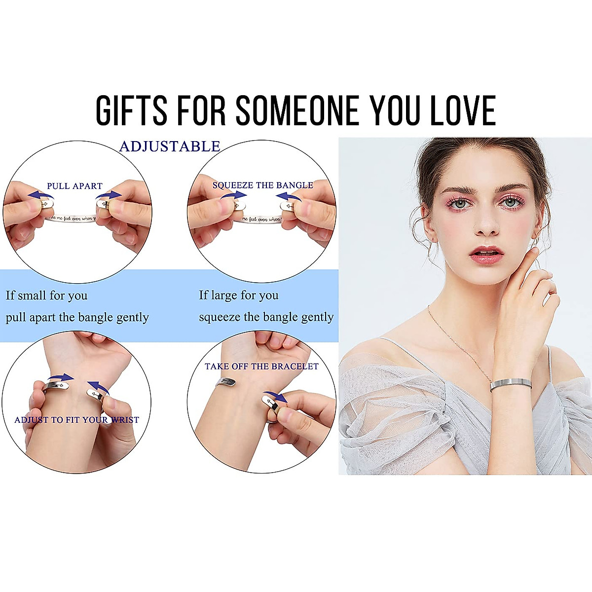 Btysun Inspirational Gifts for Women Anxiety Bracelets for Teen Girls Encouragement Gifts for People with Anxiety Friend Bracelet Quotes Engraved Jewelry