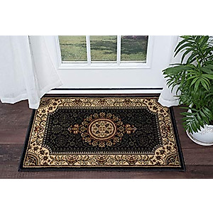 Jayden Traditional Oriental Black Scatter Mat Rug, 2' x 3'