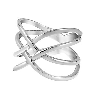 AeraVida Exotic Puzzle Weave Quad Band .925 Sterling Silver Ring (8) | Modern Ring for Women | Fashion Jewelry