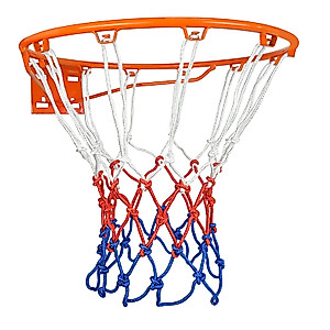 Aoneky Basketball Rim Replacement, Standard 18" Size Basketball Goal Hoop with Net - 14mm Orange