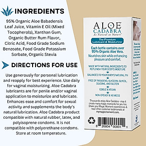 Aloe Cadabra Flavored Personal Lubricant and Vaginal Moisturizer, Organic Edible Aloe Lube for Men, Women and Couples, Non-Staining, pH Balanced, Toy Compatible (Butter Rum, 2.5 Ounces, 2 Pack)