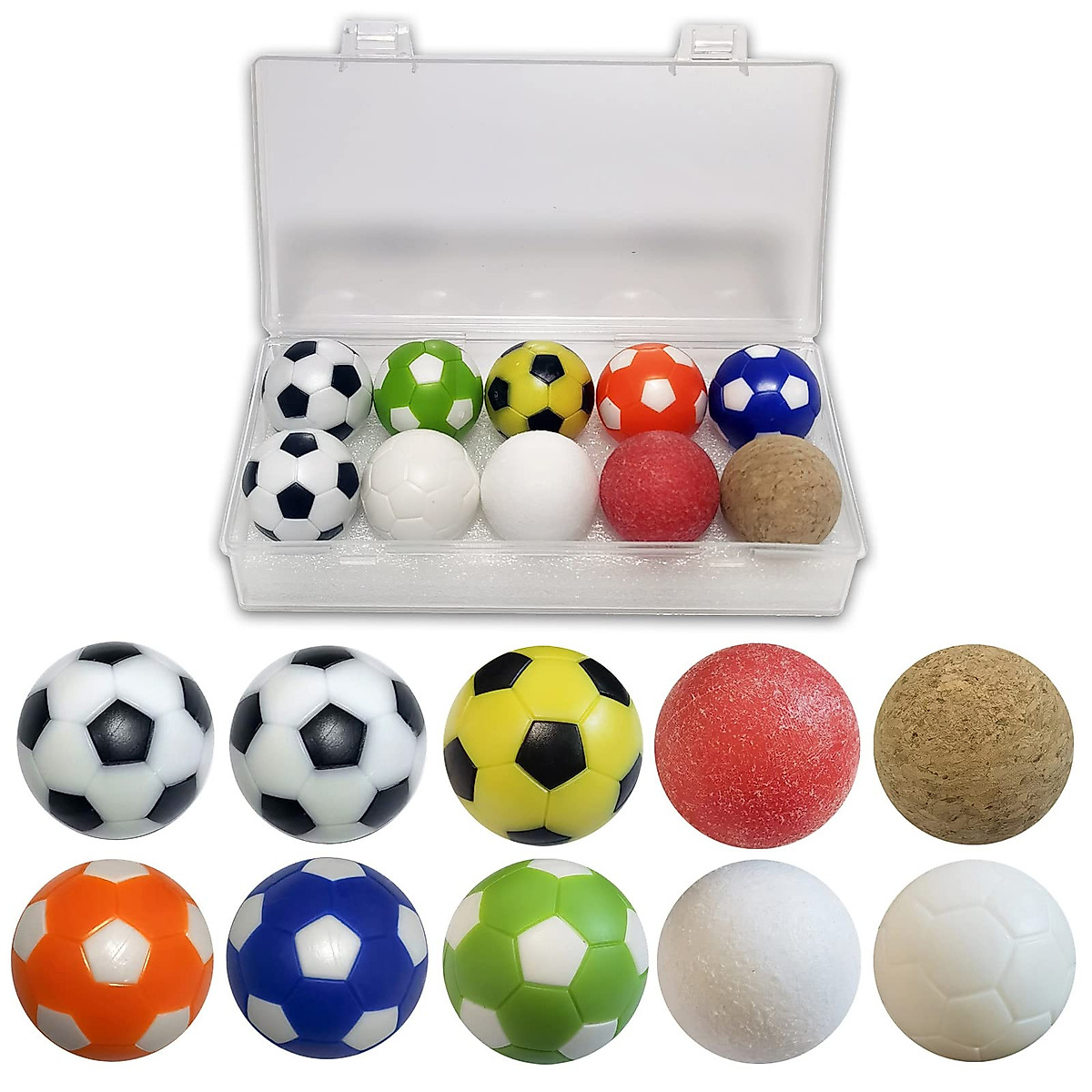 Joovon 1.42 Inch Foosball Balls 1.26 Inch Foosball Table Balls for Foosball Tabletop Game Foosball Ball Replacements Multicolor with The Plastic Box