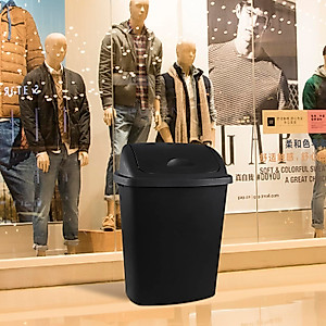 Nesmilers 4 Packs 70 L/18.5 Gallon Large Swing Top Trash Can, Outdoor Garbage Bin with Lid, Black