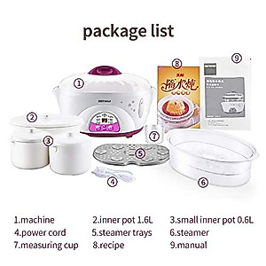 Tianji DDZ-16BWS Smart Twin Ceramic Pot Electric Stewpot with Steam tray,1.6L/300W