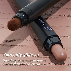 LUXAZA Cream Single Eyeshadow Stick with Blending Brush, Hypoallergenic Eye Shadow Stick Makeup, Pro Waterproof & Long Lasting Eye Brightener Stick,Eyeshadow Pencil Crayon Matte #01