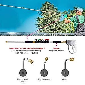 Power Washer Accessories - Pressure Washer Attachment Set - Pressure Washer Extensions with 6 Spray Nozzle Tips - 4000PSI - Pressure Washer Lances - Extra Non-Slip Handle - Storage Bag Included