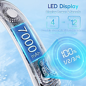 Neck Fan - Portable Neck Fans That Blow Cold Air Rechargeable, 7000mAh Cooling Personal Around the Neck Fan with 360° Airflow & LED Display for Hot Flashes, Ball Games, Disneyland