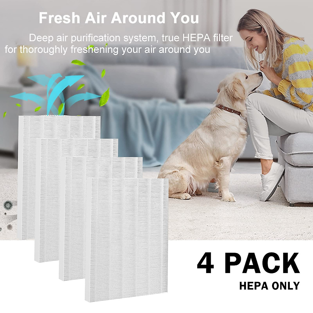 115115 Size 21 True HEPA Replacement Filter A Compatible with Winix C535, Winix PlasmaWave 5300, 6300, 5300-2, 6300-2, P300, AM90, 4 Pack True HEPA Filter Only