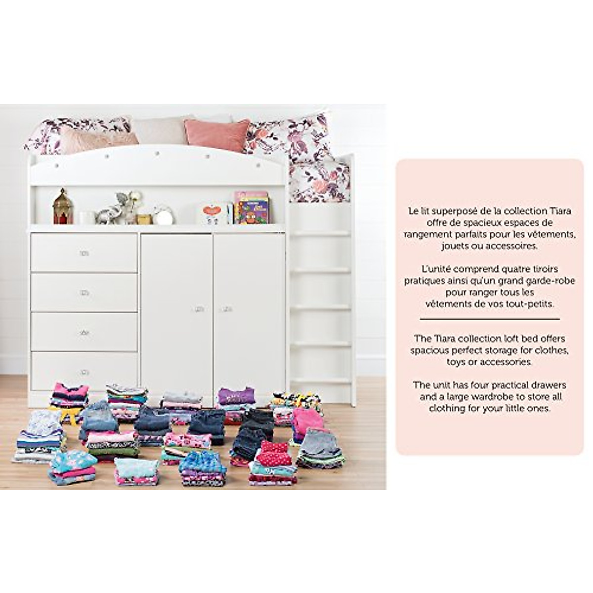 South Shore Tiara Loft Bed with Desk, Twin