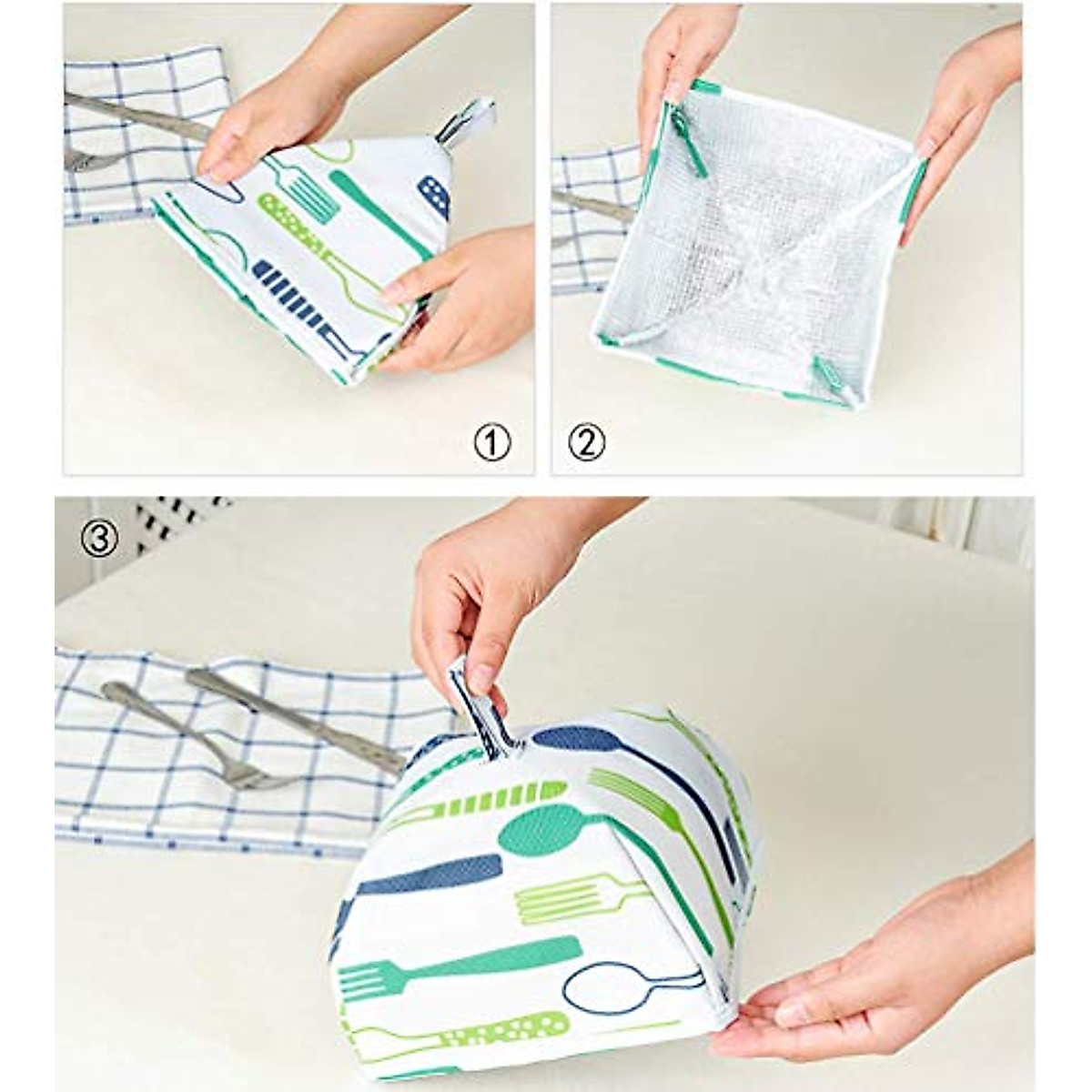 Pack-of-4 Insulated Food Cover Foldable Thermal Food Covers Aluminum Foil Keep Food Warm, Keep Bugs and Dust Isolated, Waterproof Coat, 3 Sizes: 50cm,35cm,20cm