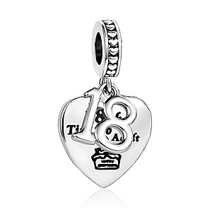 TGLS Happy Birthday Charm 18th Time to Adult Coming-of-age Ceremony Gift Bead Compatible With Pandora Charms Bracelets