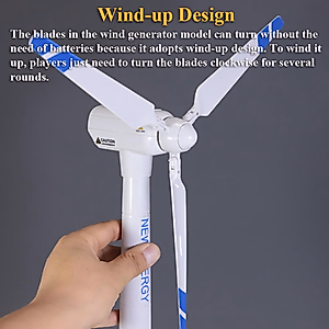NEXTAKE Wind Turbine Model, 16.53 Inch Large Size Wind Generator Model Windmill Toy Science Kit STEM Experiment Kit with Wind-up Rotatable Blades