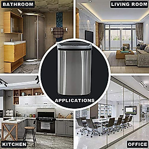 HCY Trash Can, 13 Gallon Automatic Waste Bin Mute Metal Garbage Can with Lid Stainless Steel 50 Liter for Kitchen, Office, Bedroom, Bathroom, Living Room (Stainless Steel)