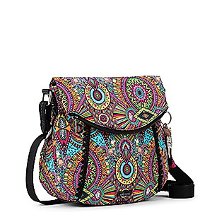 Sakroots womens Eco-twill, Multifunctional Purse With Adjustable Strap & Zipper Pockets Foldover Crossbody Bag In Eco Twill, Rainbow Wanderlust, One Size US