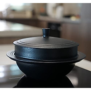 MOOSSE Gamasot Premium Korean Dutch Oven, Rice Pot, Enameled Cast Iron Pot with Lid, Korean Stone Bowl for Induction Cooktop, Stove, Oven, No Seasoning Required (6.7” (17cm))