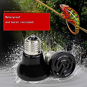 Qixivcom 2-Packs 50W Black Ceramic Heat Lamp Mini Reptile Heat Lamp Bulbs E26/E27 Infrared Reptile Heat Emitter Heater Lamp Bulb No Light Lamps for Lizard Brooder Coop Aquarium Habitat Lizard Turtle