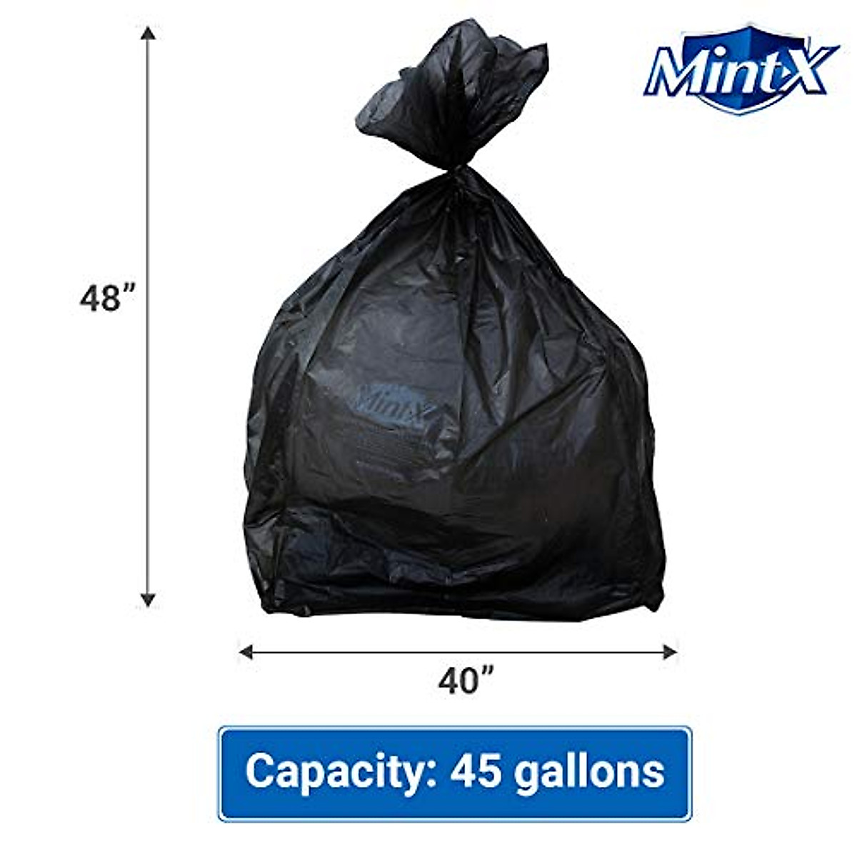 Mint-X - MX4048HD B16 Rodent Repellent Trash Bag, 0.630 Mil, Hi-Density, Star Seal, 48" Height x 40" Length, 45 Gallon, Black (Pack of 250)