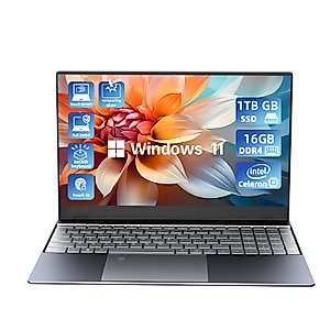 Morostron 15.6" Touch Screen Laptop 16GB RAM 1TB SSD 1080P FHD, Win11 Quad-Core Processor, Full Metal Laptop with Backlit Keyboard & Finger Print Touch ID, AC WiFi, WPS, Mini HDMI, USB 3.0