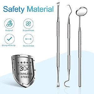 Dental Tools, Sopito 3PCS Teeth Cleaning Tools Stainless Steel Dental Scraper, Scaler Pick Plaque Remover Set