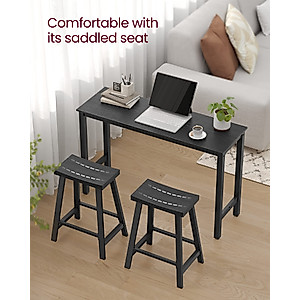 VASAGLE Bar Stools, Set of 2 Bar Chairs, Kitchen Breakfast Bar Stools with Footrest, 23.6 Inches High, Industrial in Living Room, Party Room, Black ULBC074B56