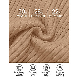 ZESICA Women's Long Sleeve Crewneck Shirts Spring Knit Sweater Slim Fitted Casual Basic Tee Tops,Toffee,Medium