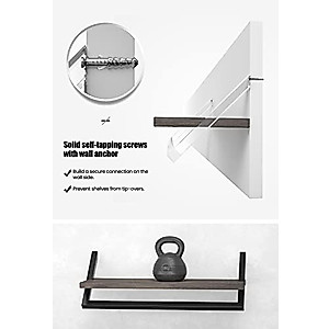 LYNNC Floating Shelves Wall Mounted, Solid Wood Shelves for Bedroom, Living Room, Kitchen, Bathroom, Wall Shelf Decor, Set of 2, Brown