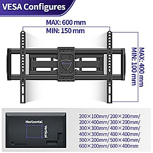 TV Wall Mount for 42-75 inch TVs, Universal Swivel TV Mount Bracket Hold up to 100 lbs., Tilt TV Bracket for LED LCD OLED, 4K Flat or Curved Screen Max VESA 600x400, Fit up to 16” Wood Studs