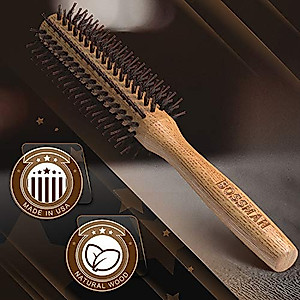 Bossman Boar & Nylon Bristle Hair Brush - 2 inch Round Brush - Blow Dryer Brush for Styling, Curling - Detangling and Straightening Hair Dryer Brush