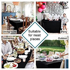 Hiasan Black Tablecloth for Rectangle Tables - Wrinkle Resistant and Waterproof Washable Polyester Fabric Table Cloth for Dining Camping Gathering and Outdoor use, 54 x 108 Inch