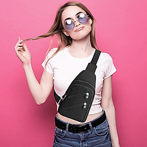Small Sling Bag Crossbody Bags for Women, Sling Backpack Daypack Fanny Pack Cross Body Bag for Outdoors Hiking Traveling - Black
