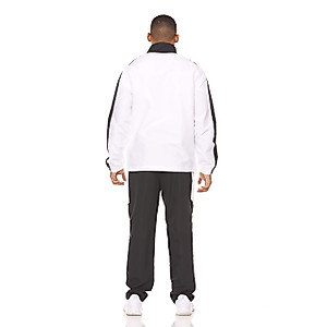 Spalding Mens Performance Woven Tracksuit Set - 2 Piece Set with Full Zip Jacket and Pants, Black/White, L