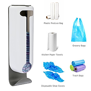 Sumnacon Plastic Bag Holder Wall Mount Grocery Bag Holder with with Adhesive, Lightweight Plastic Bag Holders for Grocery Bags, Practical Plastic Bag Dispenser for Kitchen Pantry Cabinet Closet RV