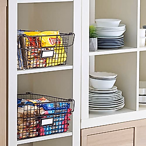 Granrosi XXL Wire Baskets For Storage Pantry Baskets, Set of 2 Wire Storage Baskets, Wire Baskets for Organizing, Large Wire Basket, Kitchen Organization Baskets, Metal Basket for Storage - XXL - Bronze
